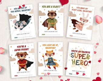 Printable Superhero Valentine's Day Cards, Classroom Valentine's Day ...