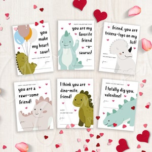 Printable Dinosaur Valentine's Day Cards, Classroom Valentine's Day ...