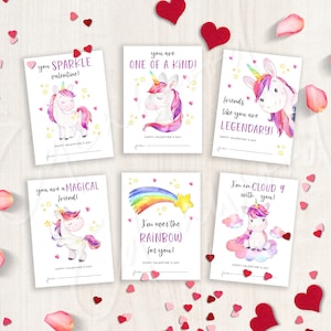 Printable Unicorn Valentine's Day Cards, Unicorn Classroom Valentine's ...