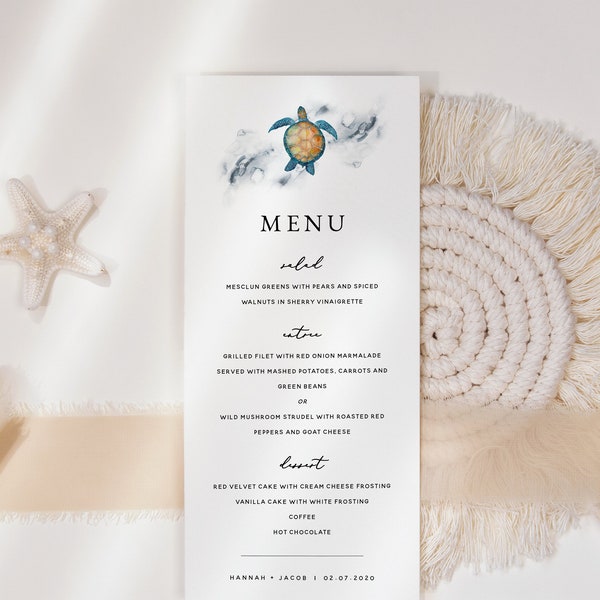 Beach Wedding Menu - Etsy