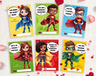 Printable Superhero Valentine's Day Cards, Classroom Valentine's Day ...