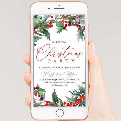 Digital Christmas Invitation Electronic Christmas Invite - Etsy