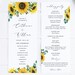 Sunflower Wedding Program Template Rustic Sunflower | Etsy