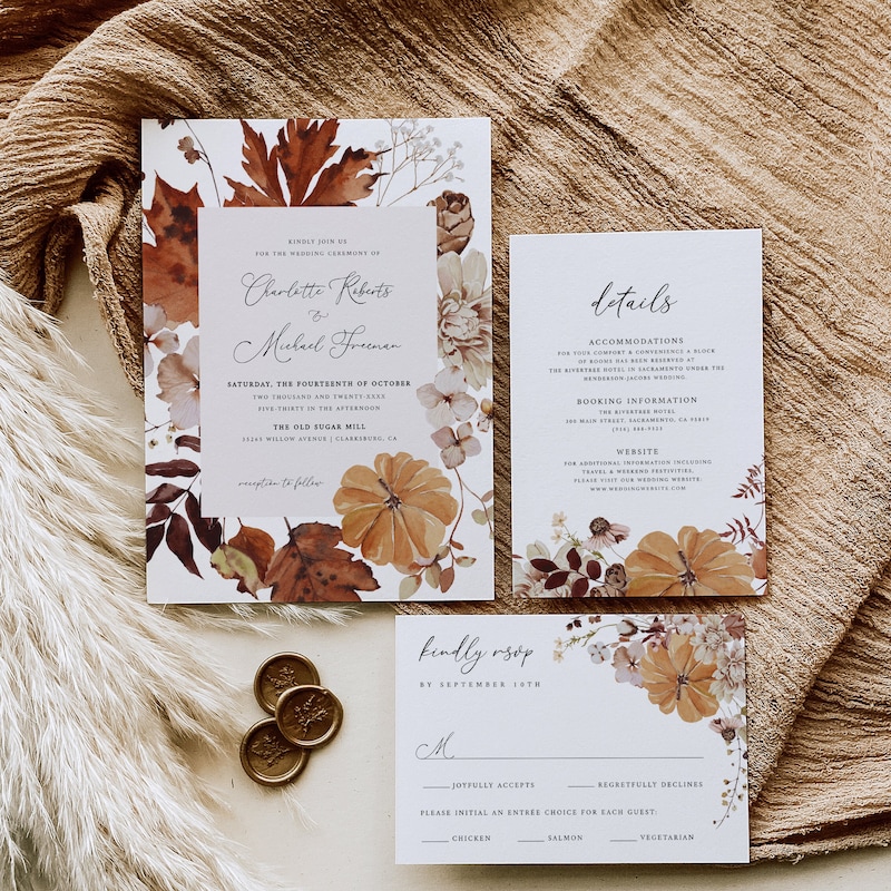 Fall Wedding Invitation - Etsy UK