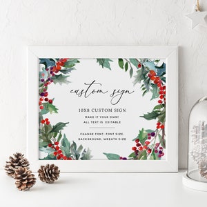 Printable Christmas Sign, 8x10 Custom Sign, Editable Custom Sign ...