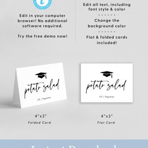 Graduation Buffet Food Cards Template, Printable Graduation Food Labels ...