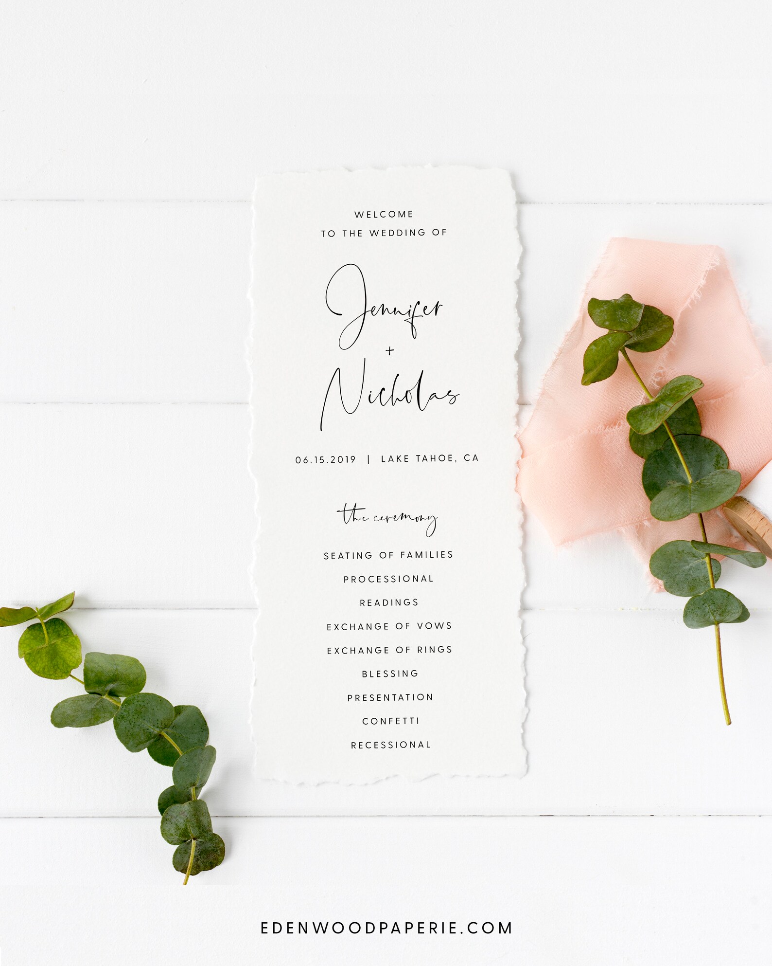 Modern Wedding Program Template Minimalist Wedding Program - Etsy