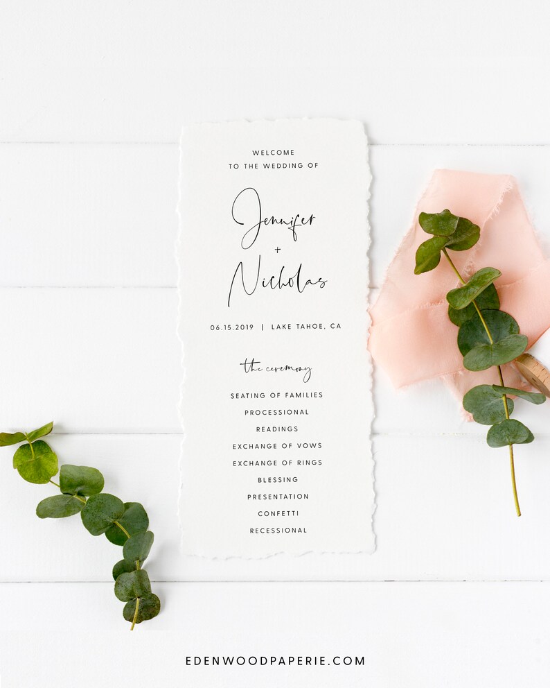 Modern Wedding Program Template Minimalist Wedding Program - Etsy