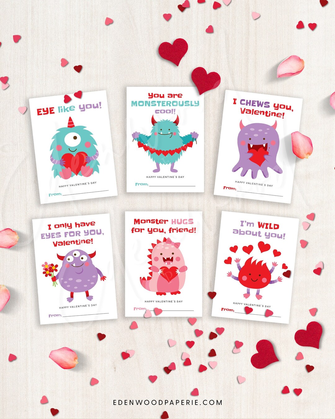 Printable Monster Valentine's Day Cards, Classroom Valentine's Day ...