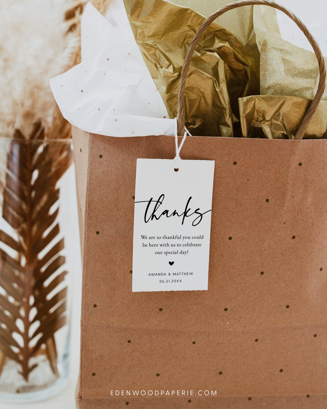Wedding Favor Tag Template, Modern Wedding Favor Tag, Editable Thank ...