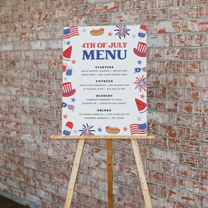 Editable July 4th Menu Template, Patriotic Independence Day Menu Sign ...