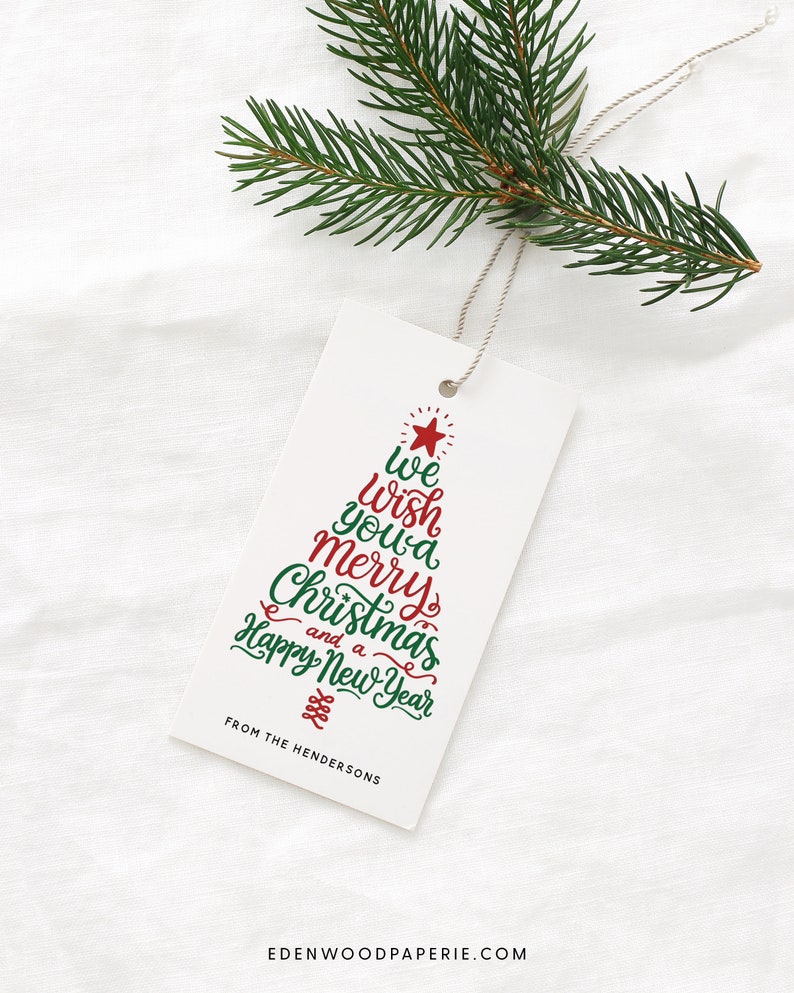 Christmas Tree Gift Tag, Printable Christmas Gift Tag Template, Holiday ...