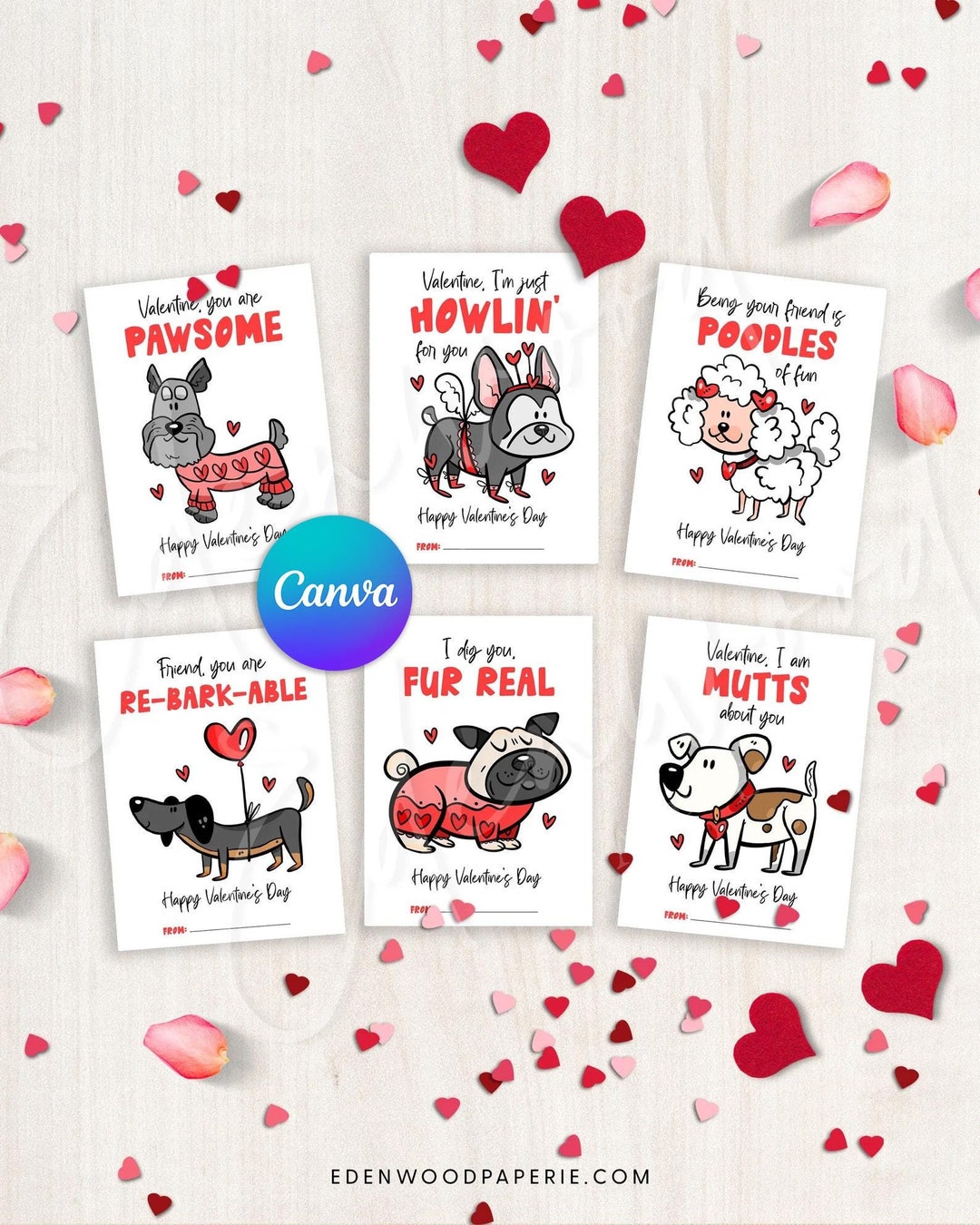 EDITABLE Dog Valentine's Day Cards, Classroom Valentine's Day Cards for ...