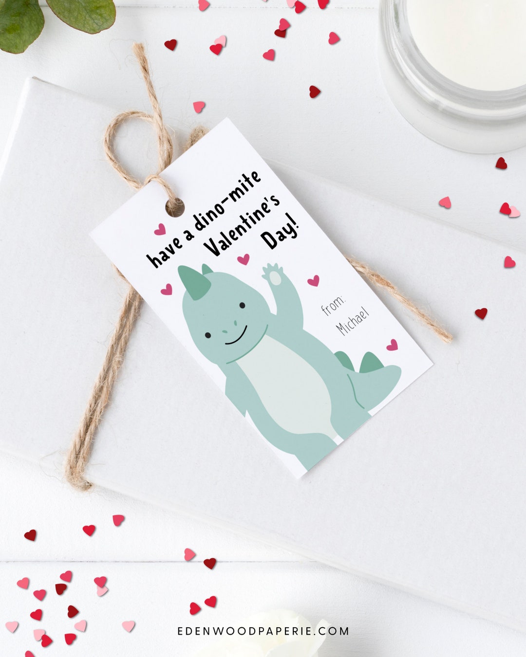 Editable Valentine's Day Tag, Printable Valentine Gifts Tags, Dinosaur ...