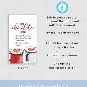 Valentine's Day Hot Chocolate Bomb Tag, Printable Hot Chocolate Bomb ...