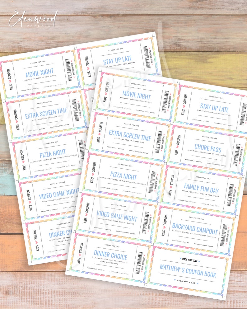 Kids Coupon Book Printable Coupon Book for Kids Reward - Etsy