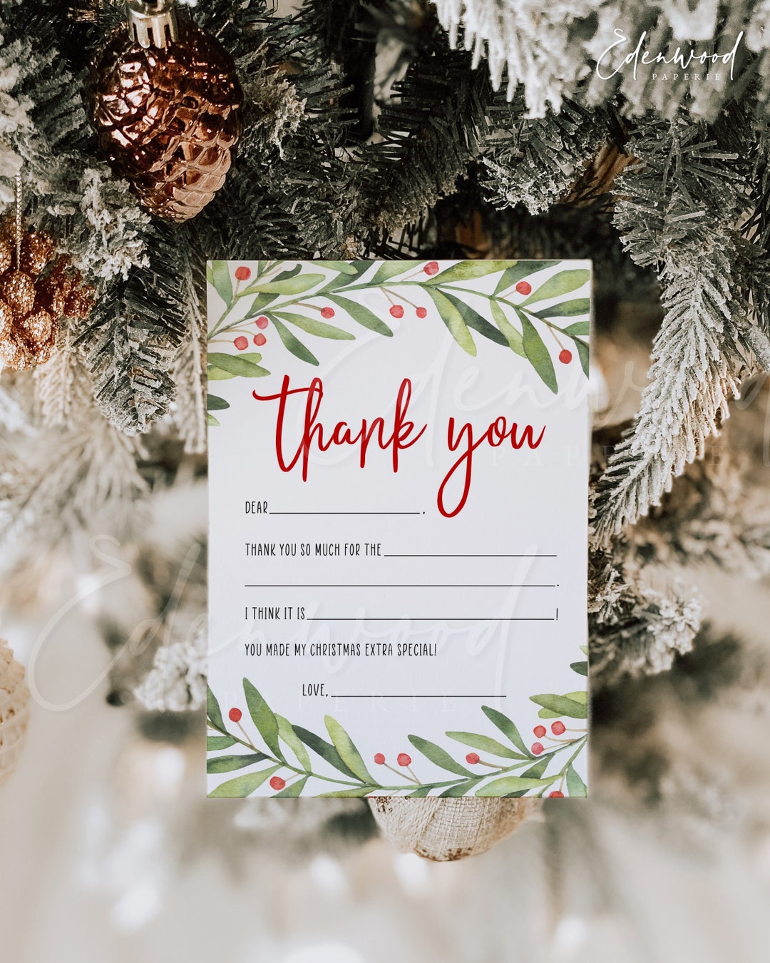Editable Christmas Thank You Cards for Kids, Christmas Thank You Card ...