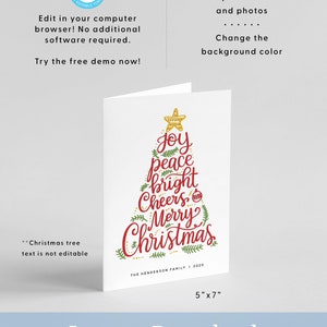Folded Christmas Card Template, 5x7" Happy Holidays Greeting Card ...