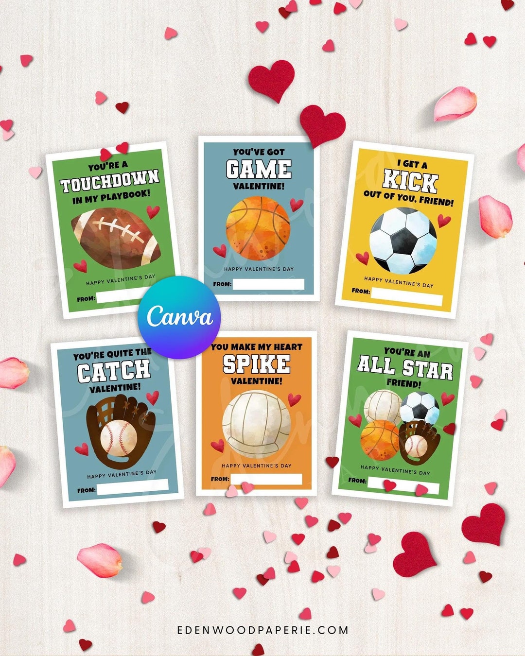 EDITABLE Sports Valentine's Day Cards, Classroom Valentine's Day Cards ...