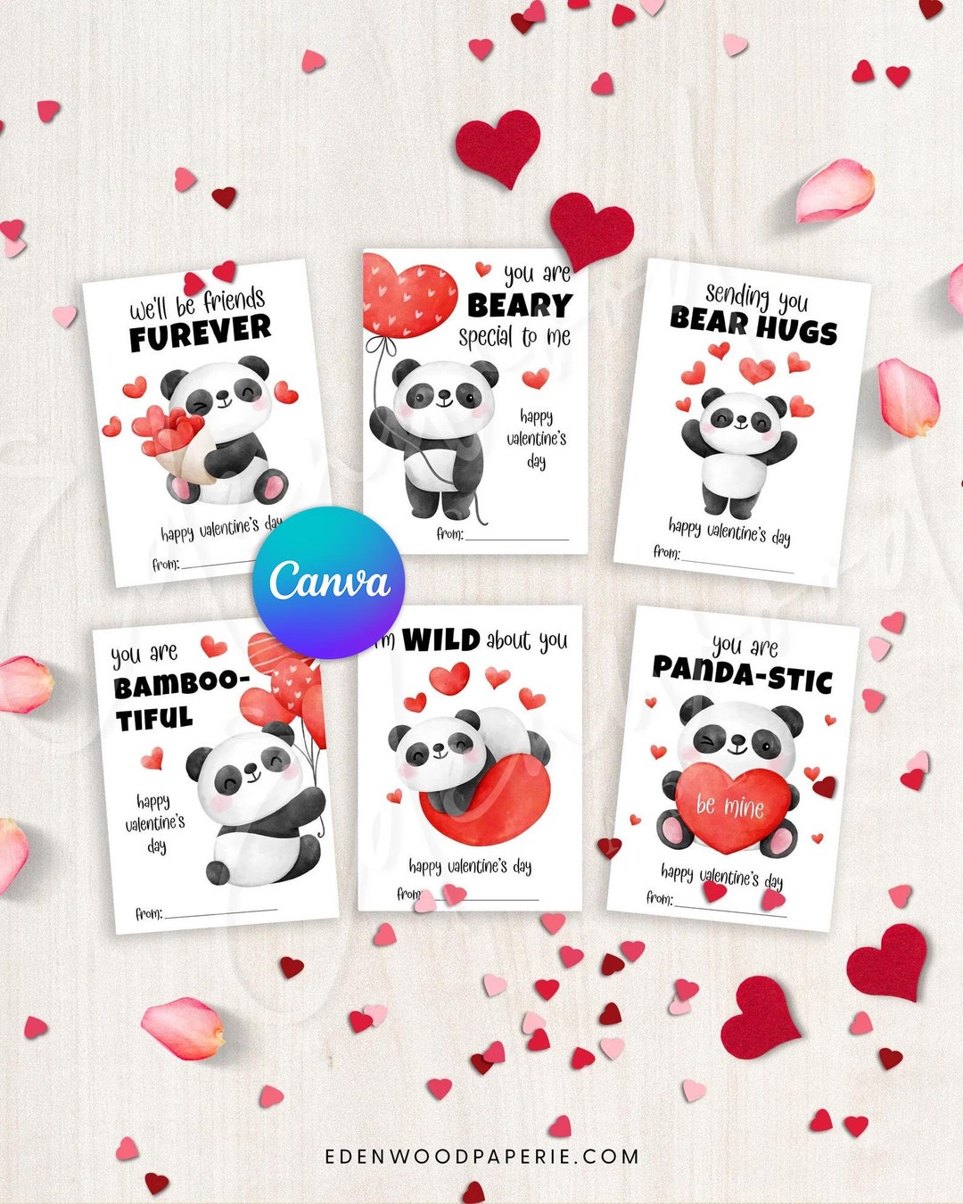 EDITABLE Panda Valentine's Day Cards, Classroom Valentine's Day Cards ...