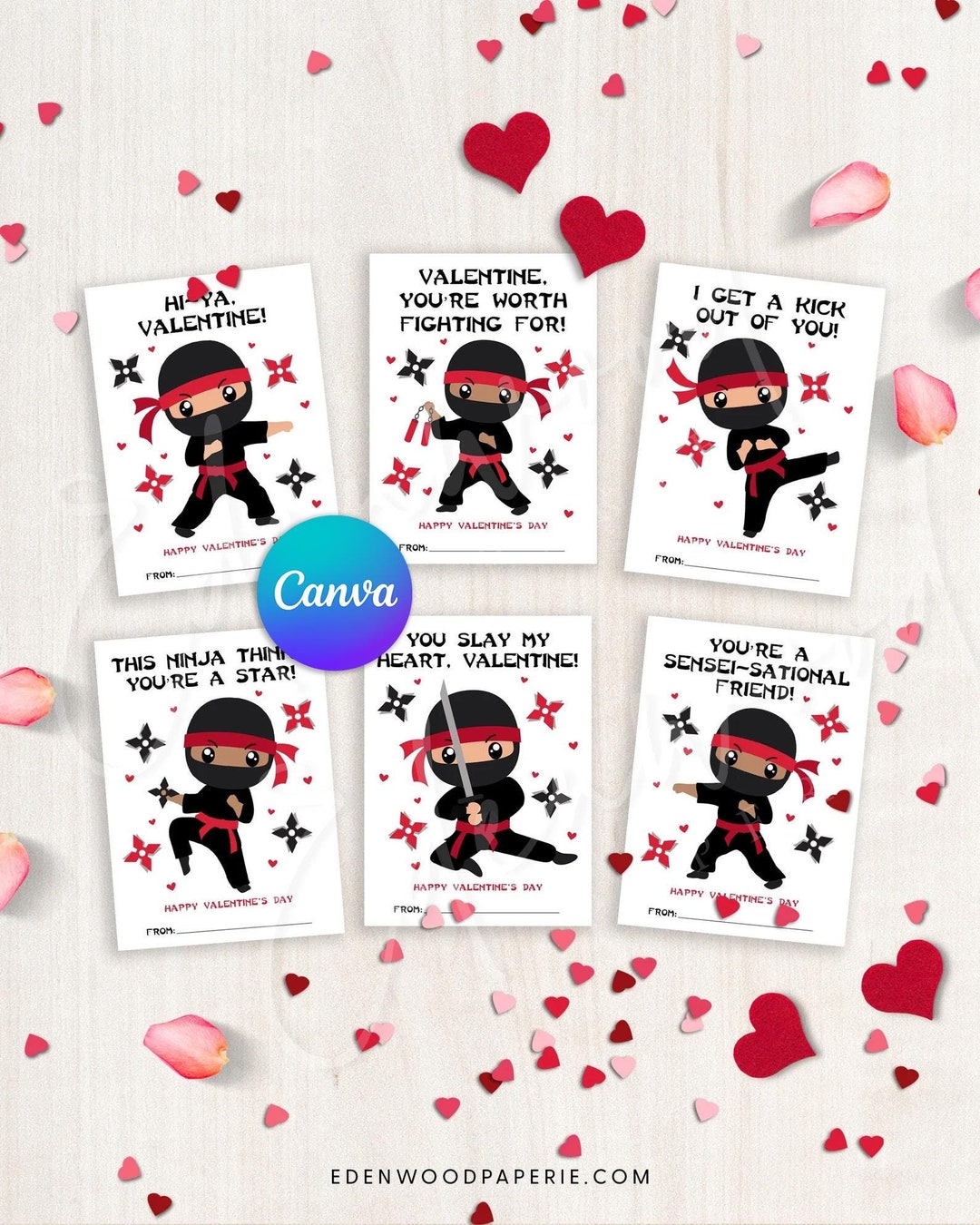 EDITABLE Ninja Valentine's Day Cards, Classroom Valentine's Day Cards ...