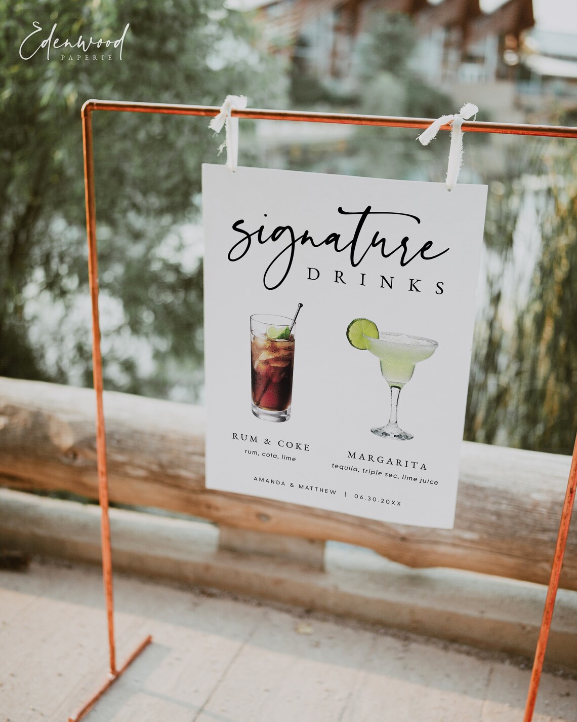 Printable Signature Drink Sign, Signature Cocktail Sign Template ...