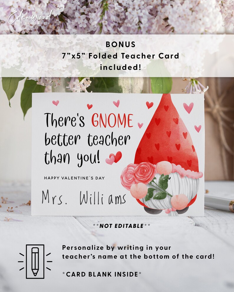 Printable Gnome Valentine's Day Cards Classroom - Etsy
