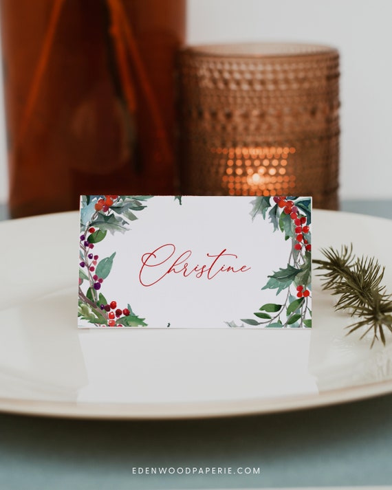 Christmas Place Cards Printable Christmas Place Cards Folded | Etsy