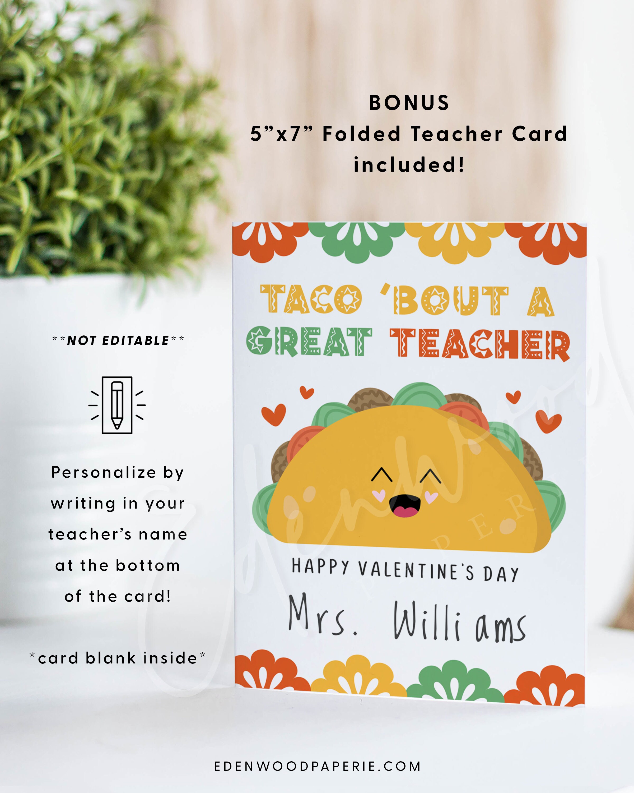 EDITABLE Taco Valentine's Day Cards, Classroom Valentine's Day Cards ...