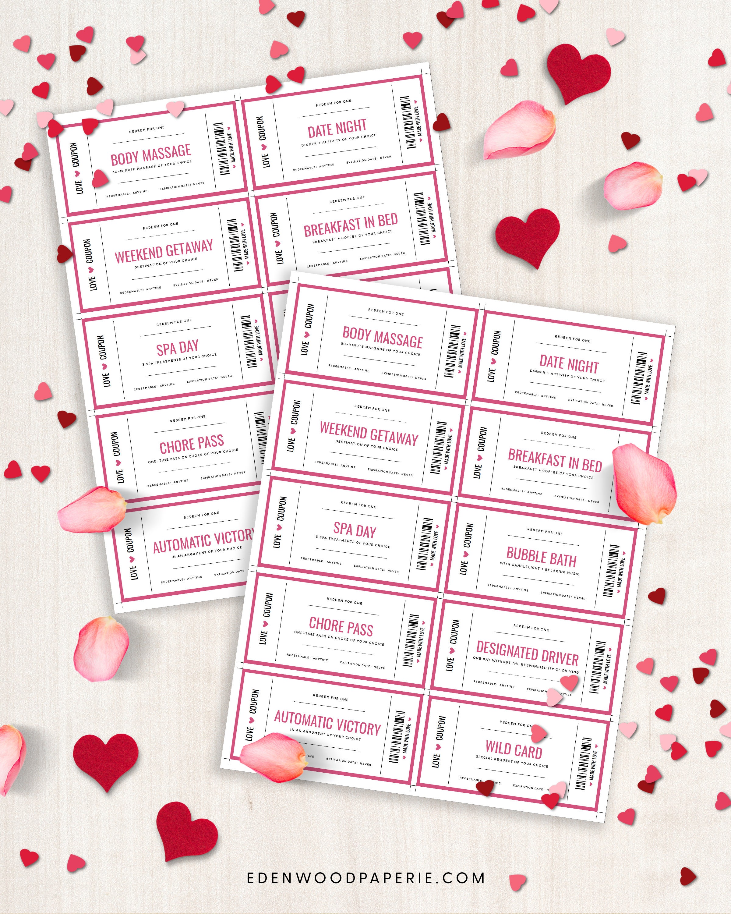 Editable Valentine Coupon Book, Printable Valentine Love Coupons, Adult ...