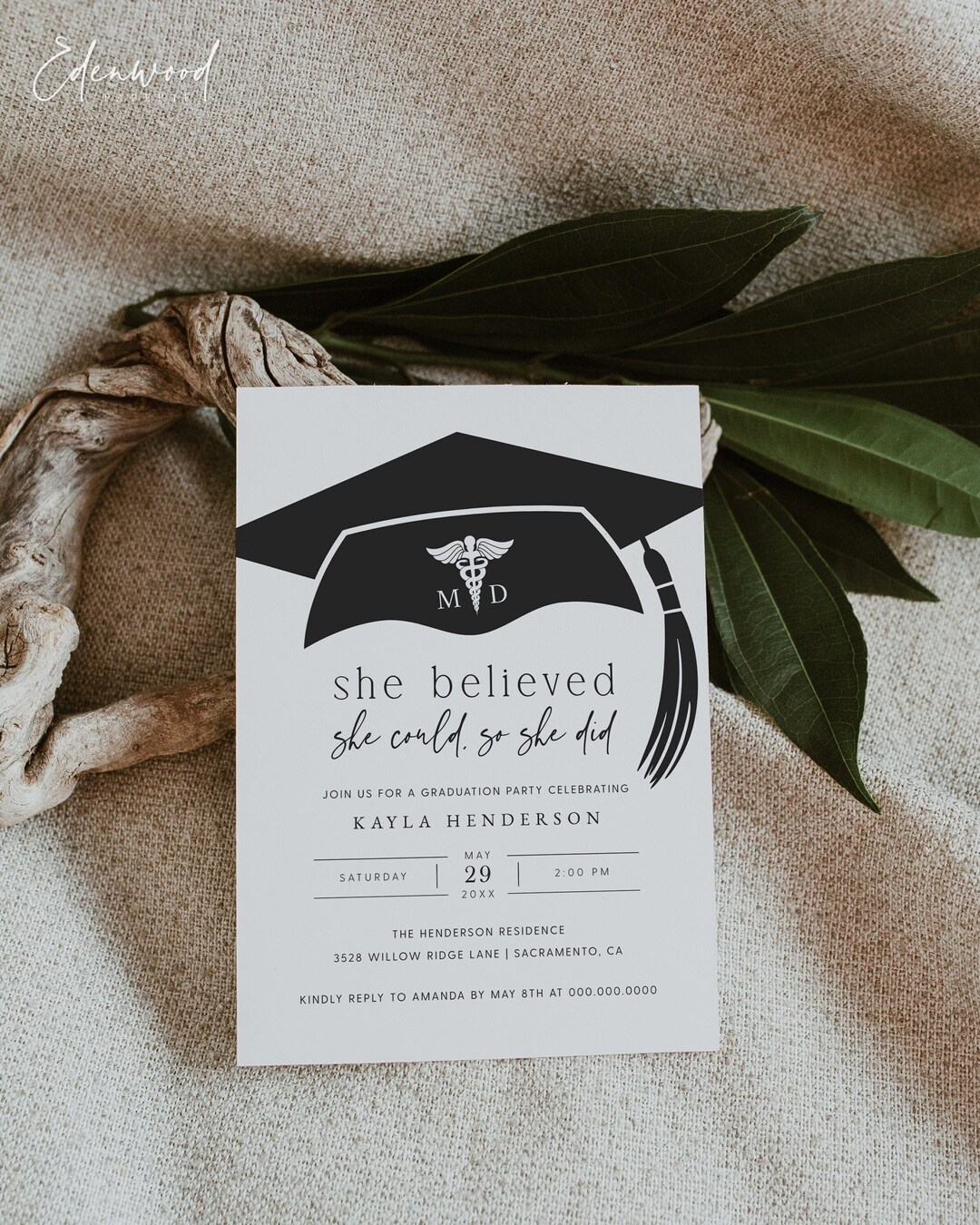 Medical School Graduation Party Invitation, Printable Graduation Party ...