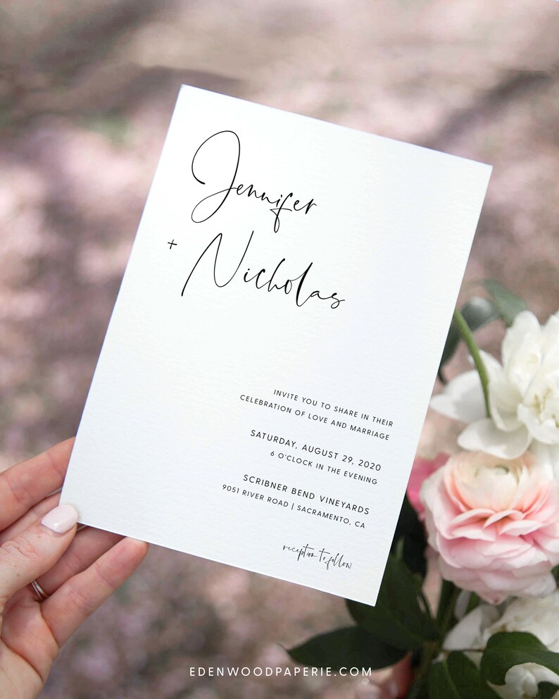 Modern Wedding Invitation Template Simple Wedding Invitation - Etsy