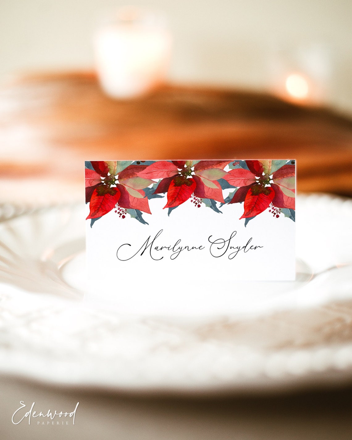 Printable Christmas Place Cards, Holiday Party Place Cards Template ...