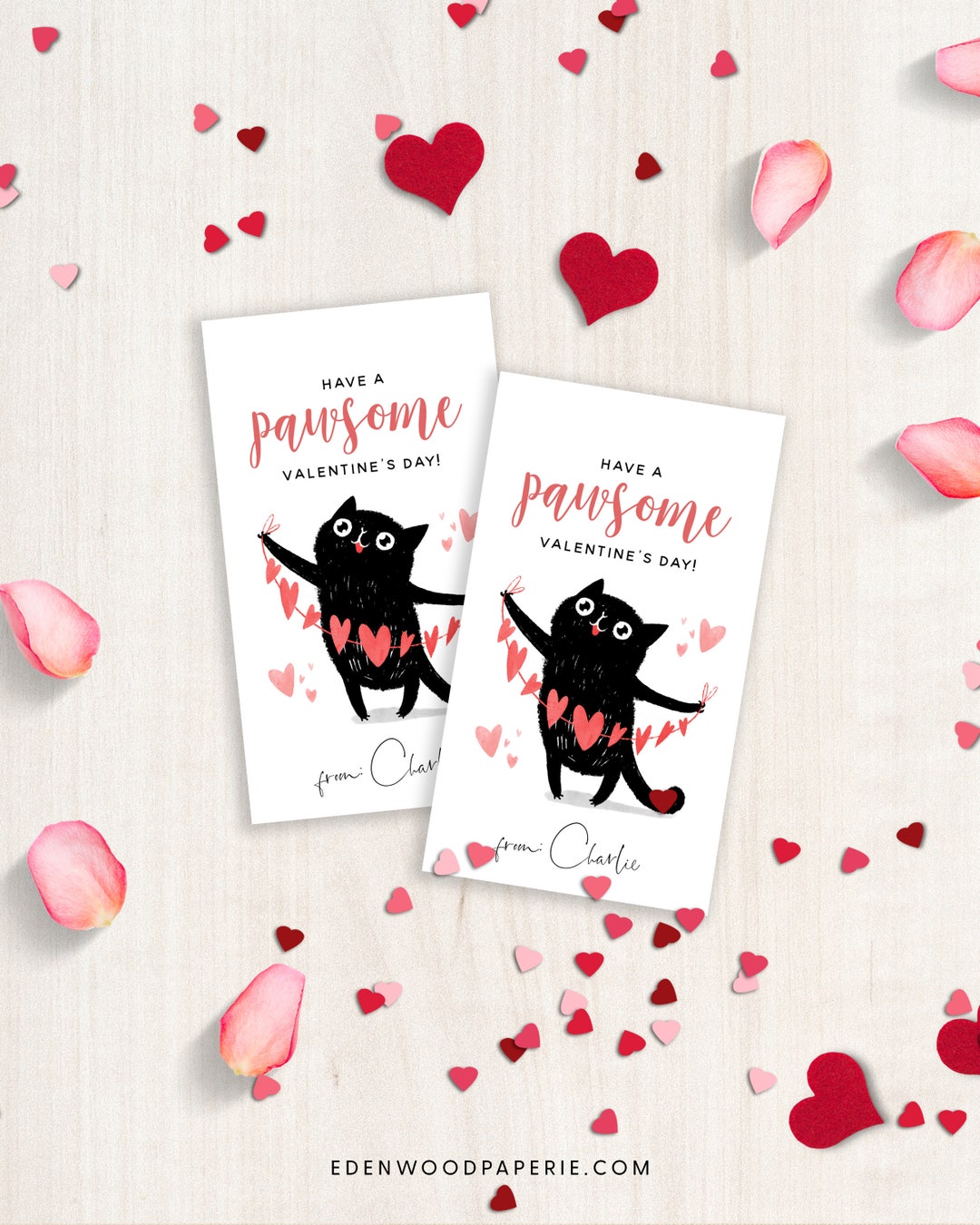 Editable Valentine's Day Tag, Printable Valentine Gifts Tags, Cat ...