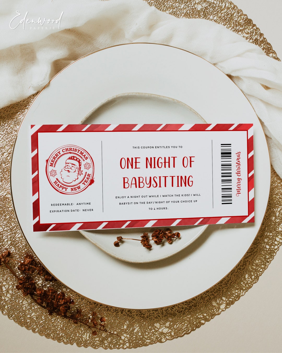 Printable Christmas Coupon Template, Christmas Gift Certificate ...