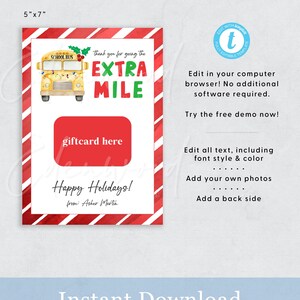 Bus Driver Gift Card Holder, Editable Christmas Bus Driver Appreciation ...