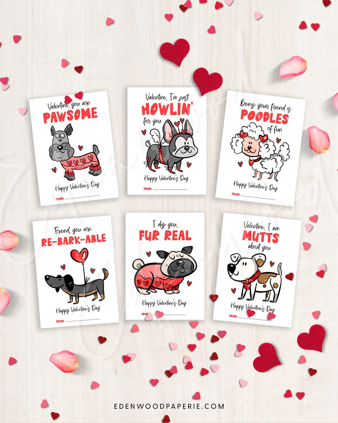 Printable Dog Valentine's Day Cards, Classroom Valentine's Day Cards ...