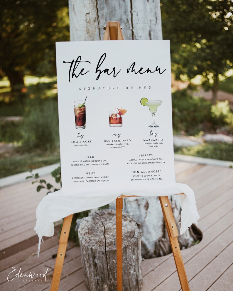 Signature Cocktail Sign, Wedding Watercolor Drink Sign, Signature Drink ...