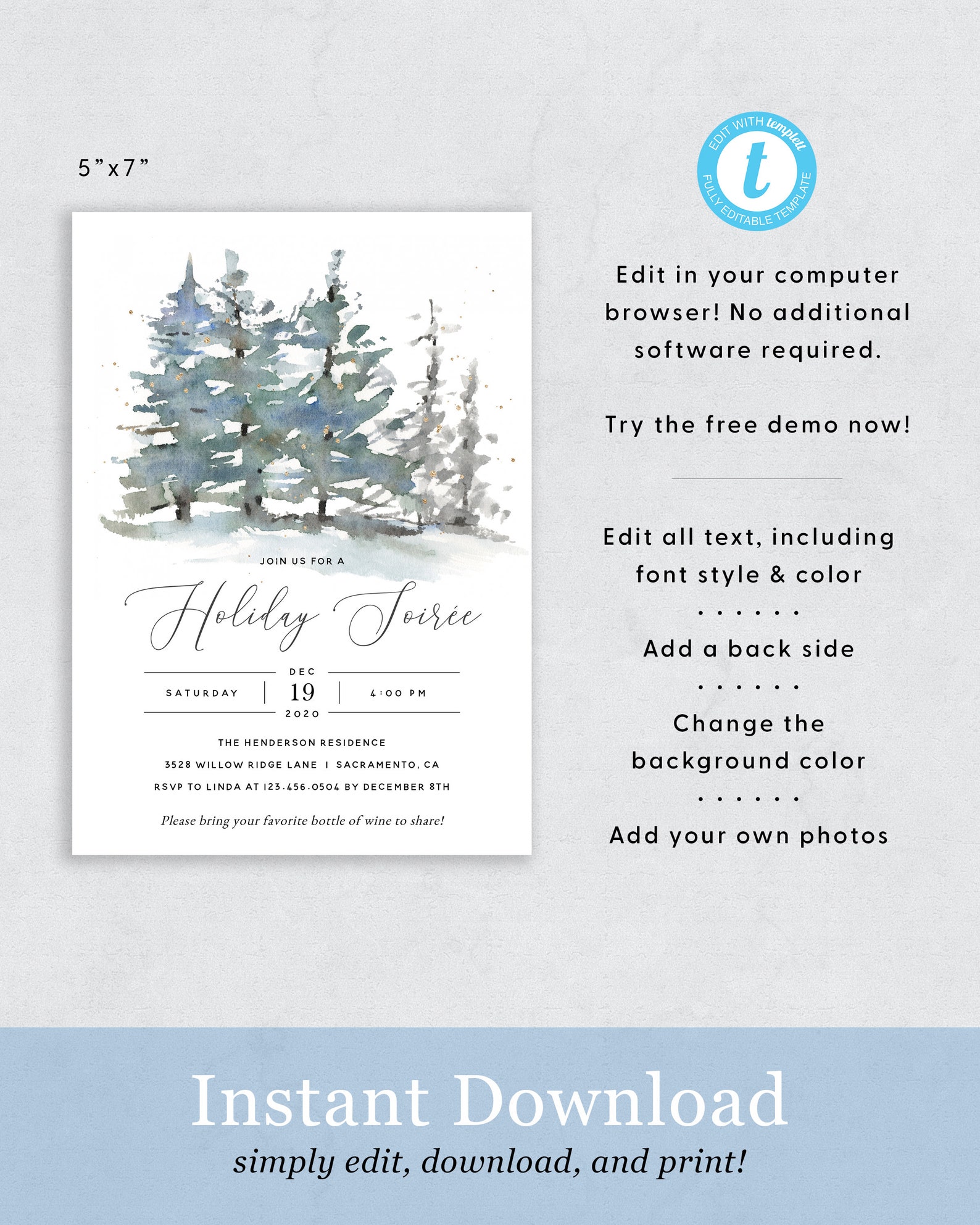 Printable Holiday Party Invitation Christmas Party - Etsy
