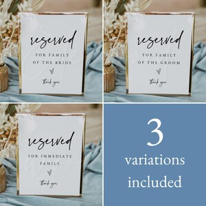 Reserved Signs for Wedding, Reserved for Family Wedding Signs, Reserved ...