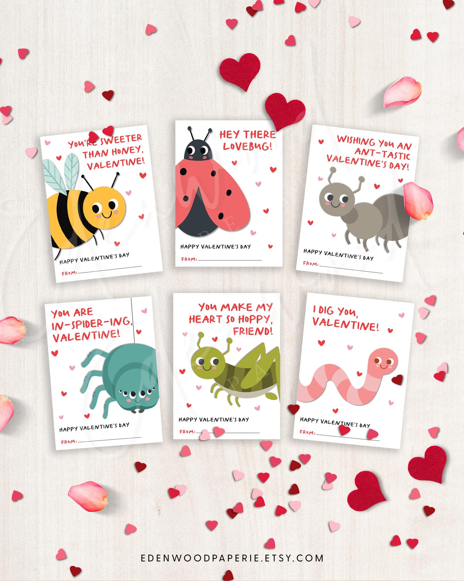 EDITABLE Insects Valentine's Day Cards, Classroom Valentine's Day Cards ...