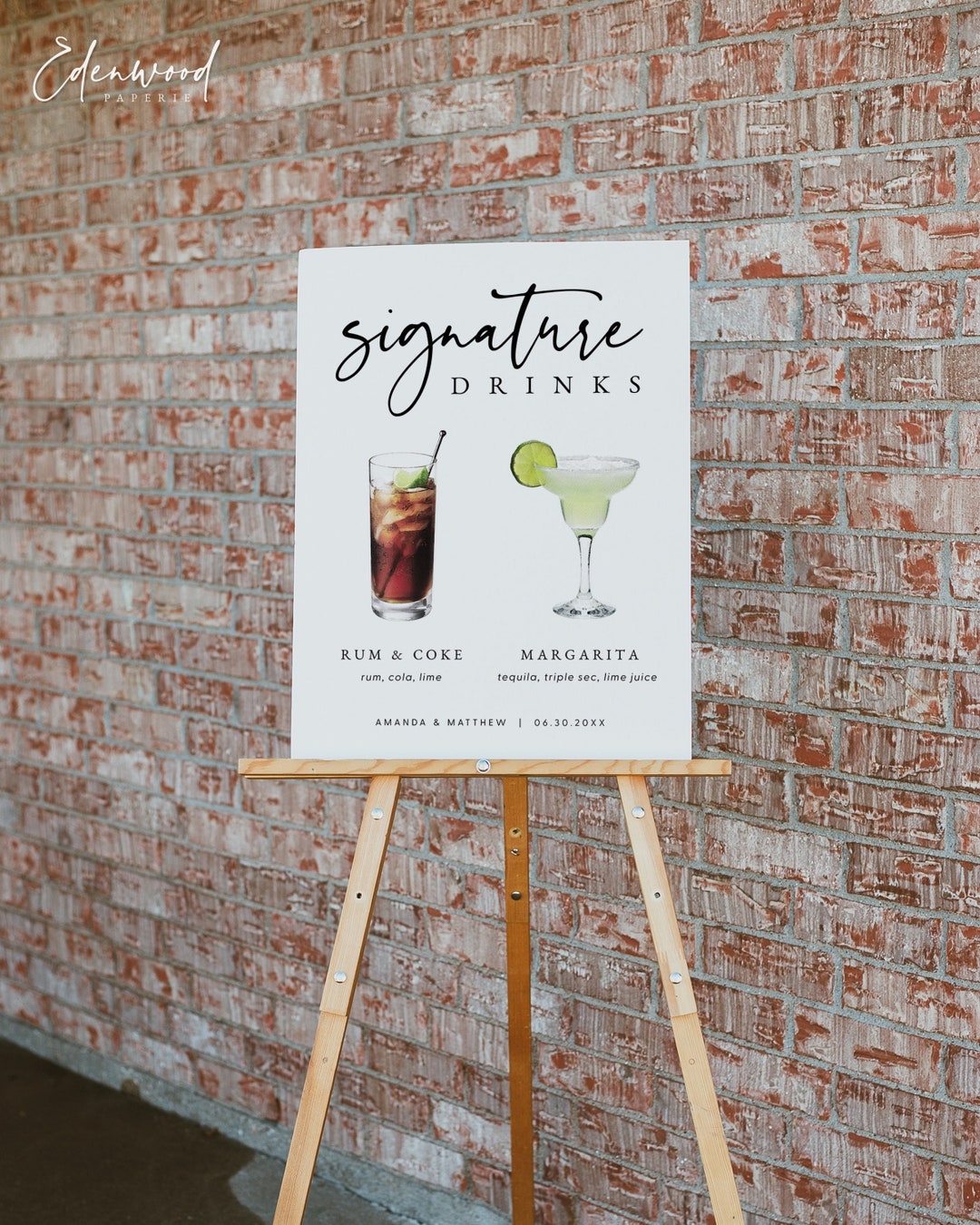 Printable Signature Drink Sign, Signature Cocktail Sign Template ...