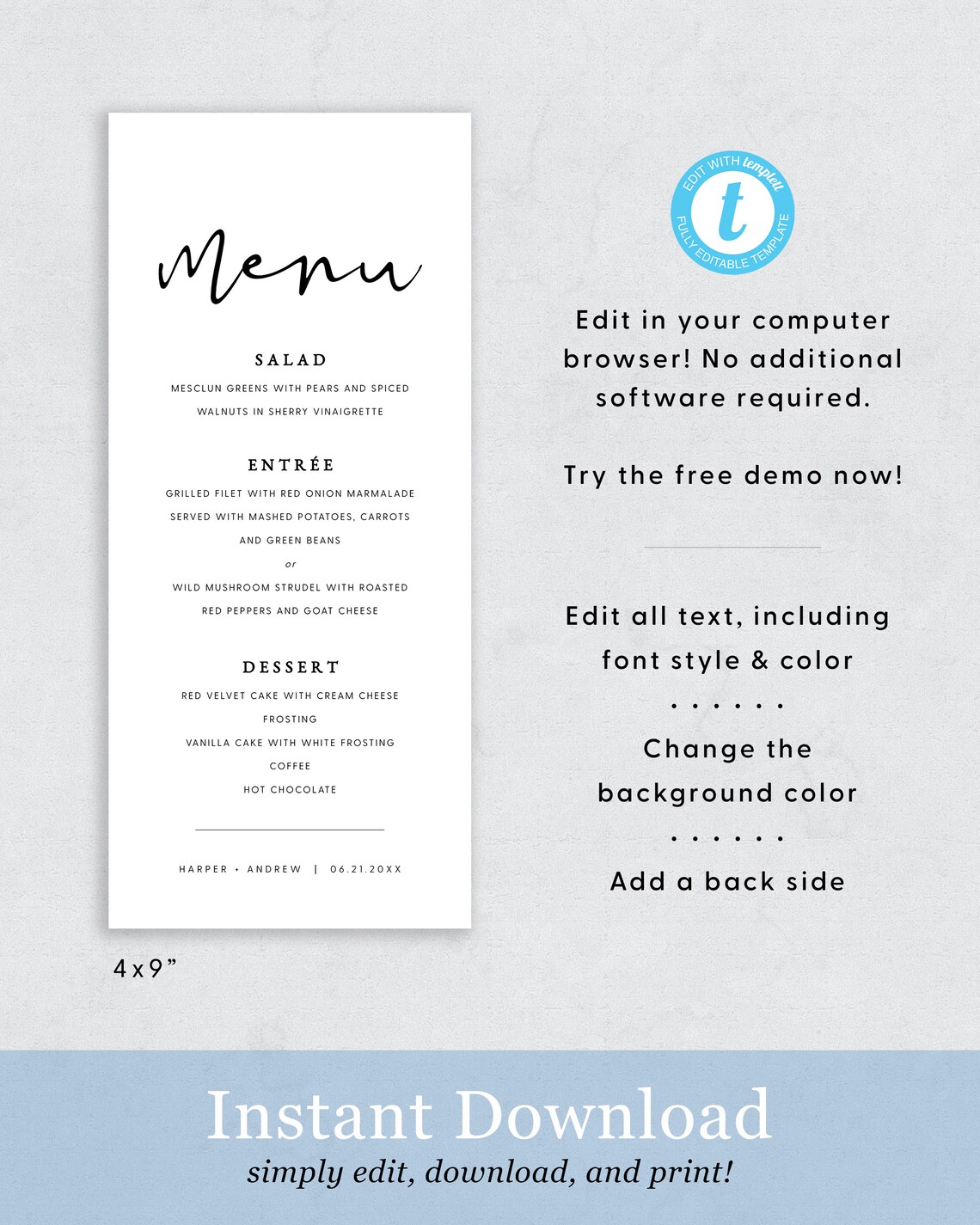 Minimalist Wedding Food Menu Minimalist Wedding Table Menu - Etsy