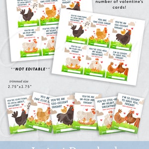 Printable Chicken Valentine's Day Cards, Classroom Valentine's Day ...