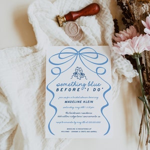 Something Blue Bridal Shower Invitation, Handwritten Bridal Shower Invitation Template ...