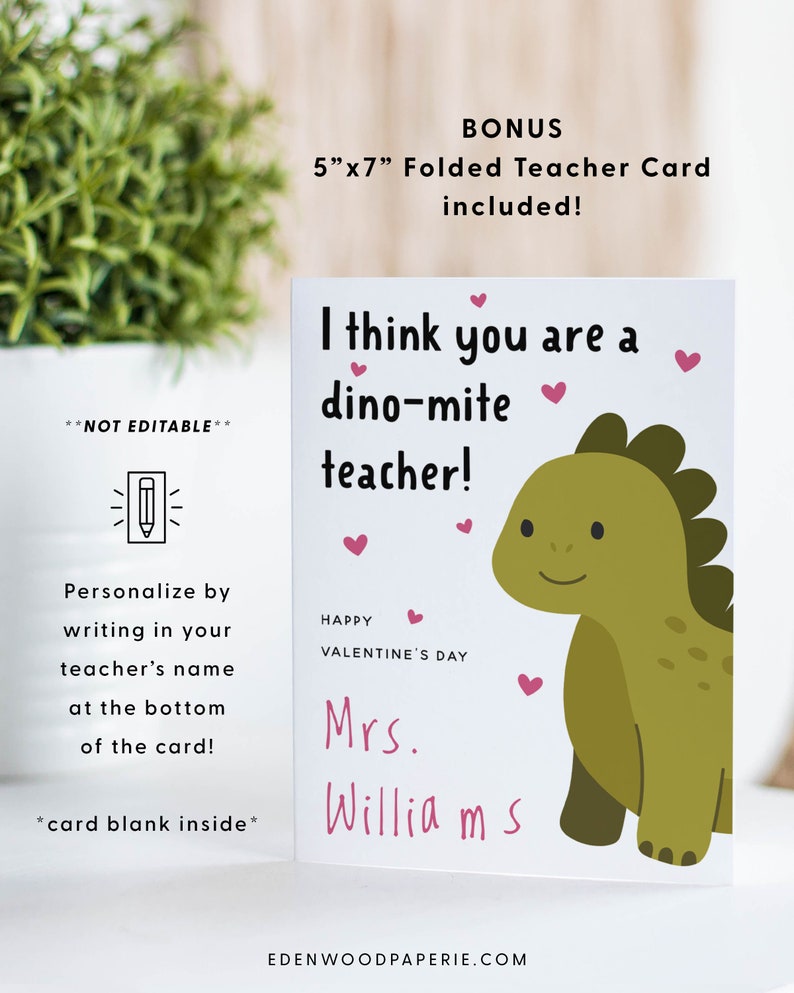 Printable Dinosaur Valentine's Day Cards Classroom | Etsy