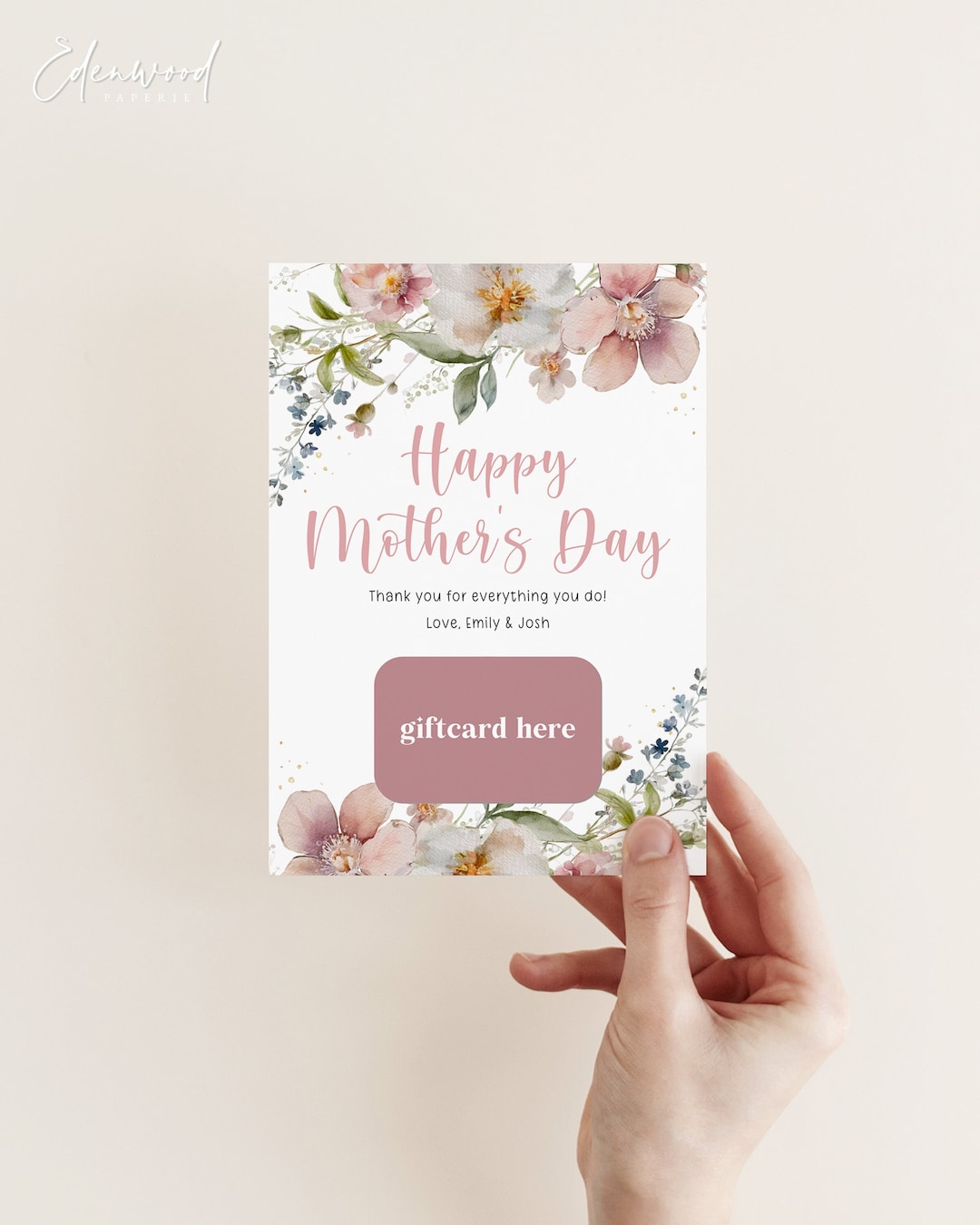 Mother's Day Gift Card Holder, Editable Mother's Day Gift Card Holder ...