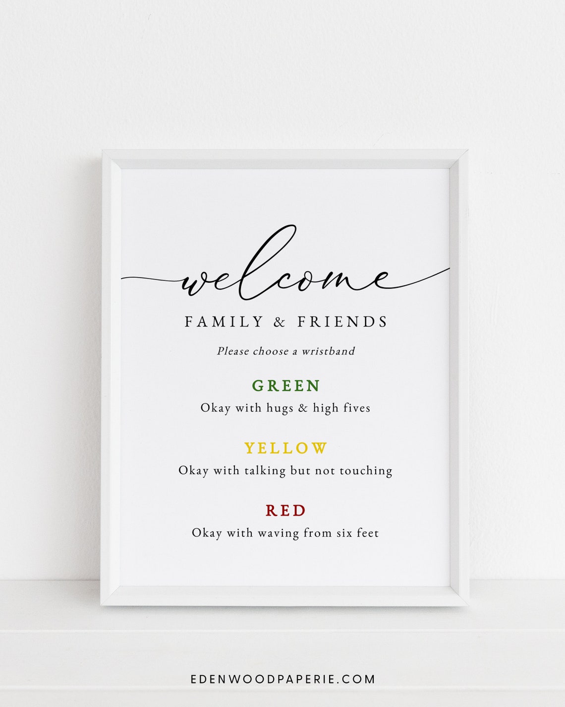 Color Coded Wristband Sign, Social Distance Welcome Sign, Wristband ...