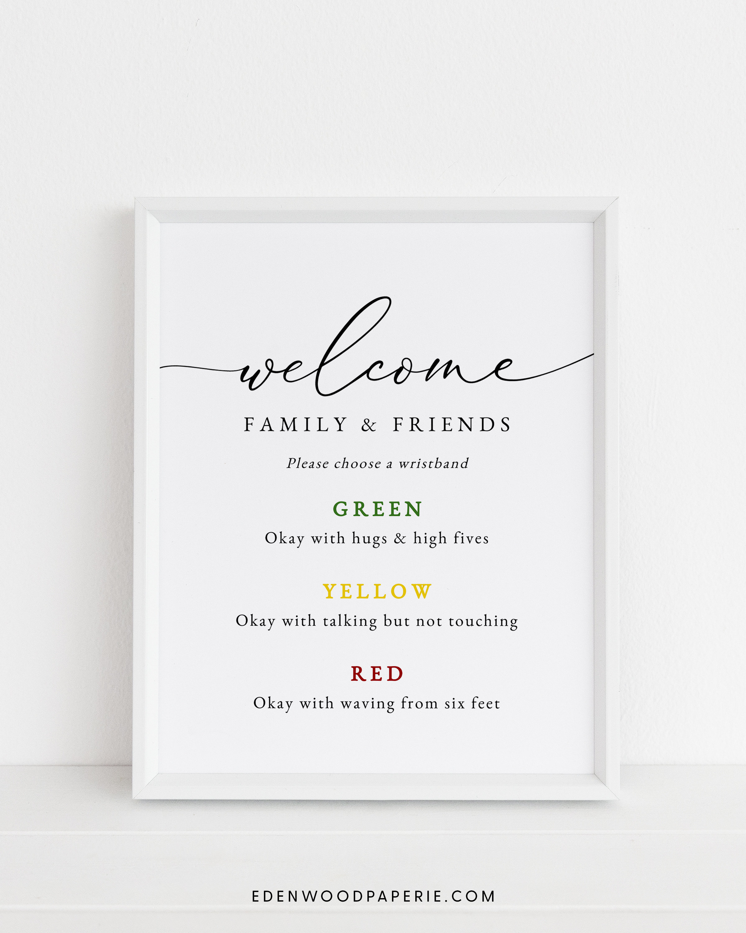 Color Coded Wristband Sign, Social Distance Welcome Sign, Wristband ...