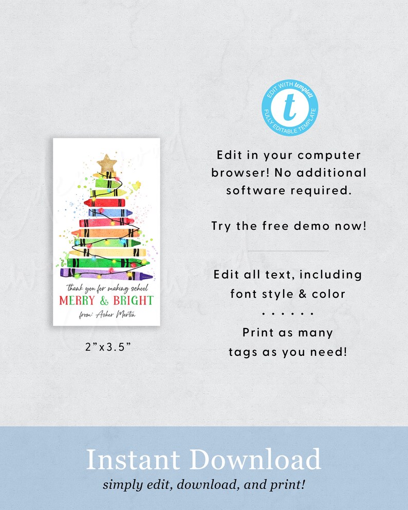 Thank You for Making School Merry & Bright Tag, Christmas Teacher ...